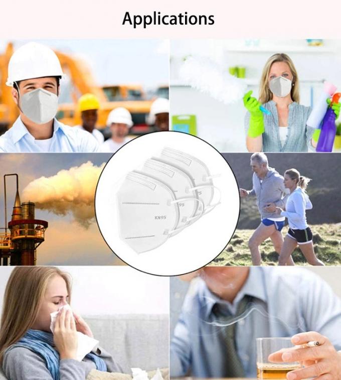 Nonwoven KN95 Folding Half Face Mask Vertical Fold Flat With Elastic Earloop